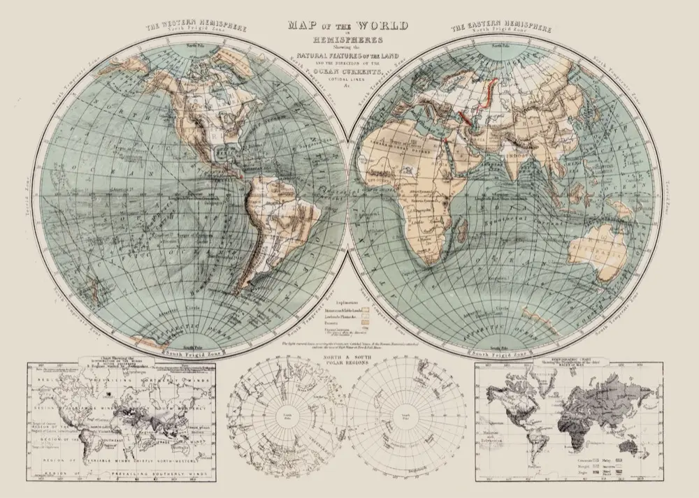 Poster Kartor & Byggnader - Map Of The World
