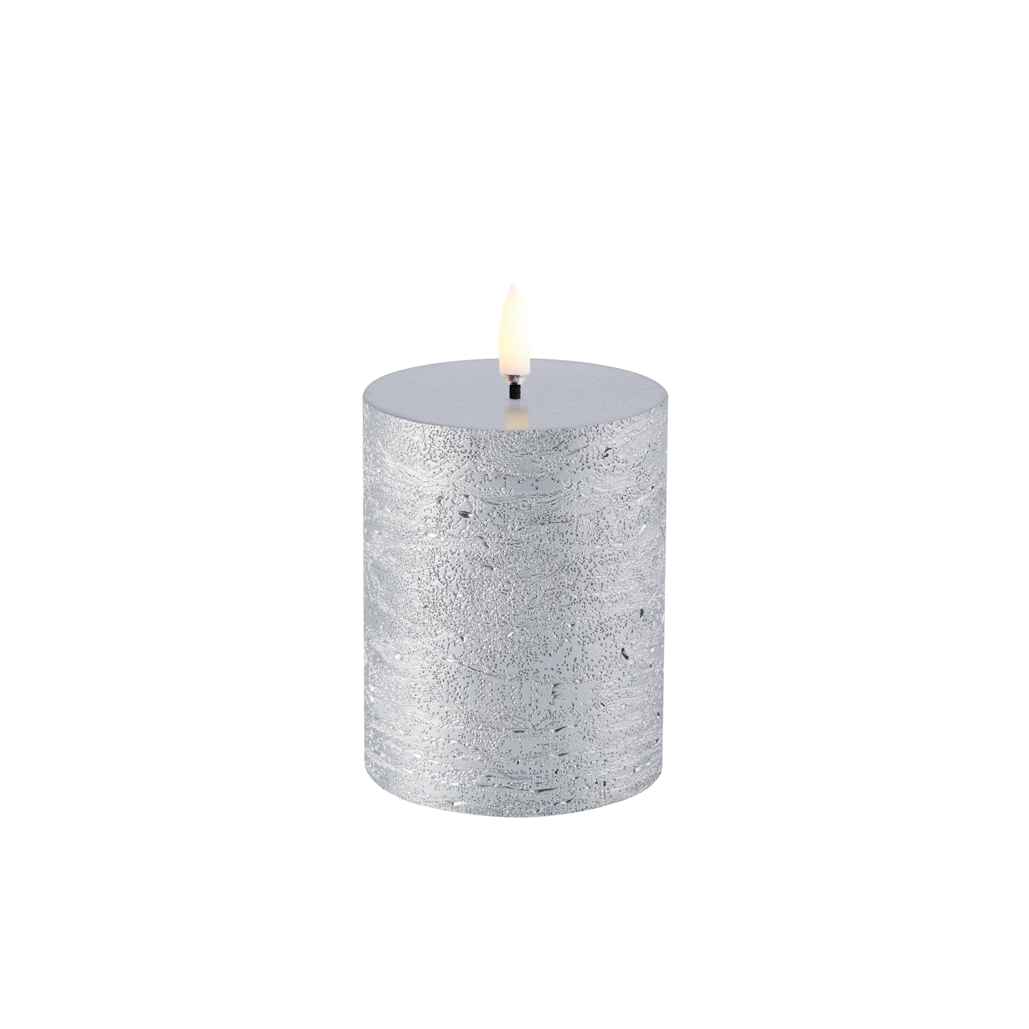 Uyuni - Led Blockljus Med Timer Metallic Silver Ø7,8x10cm – Blockljus ...