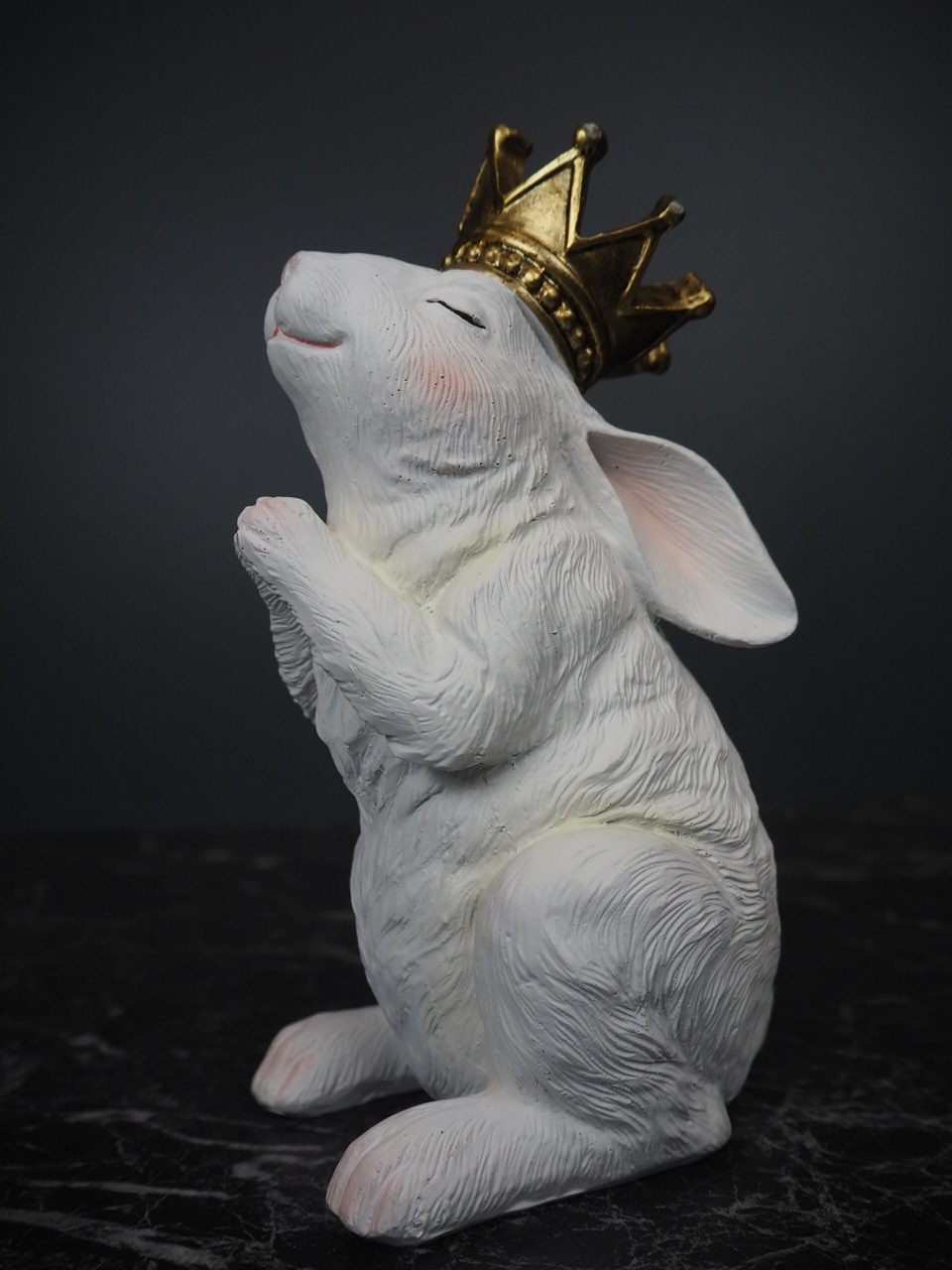 Kanin Med Krona Vit 11×9×19cm