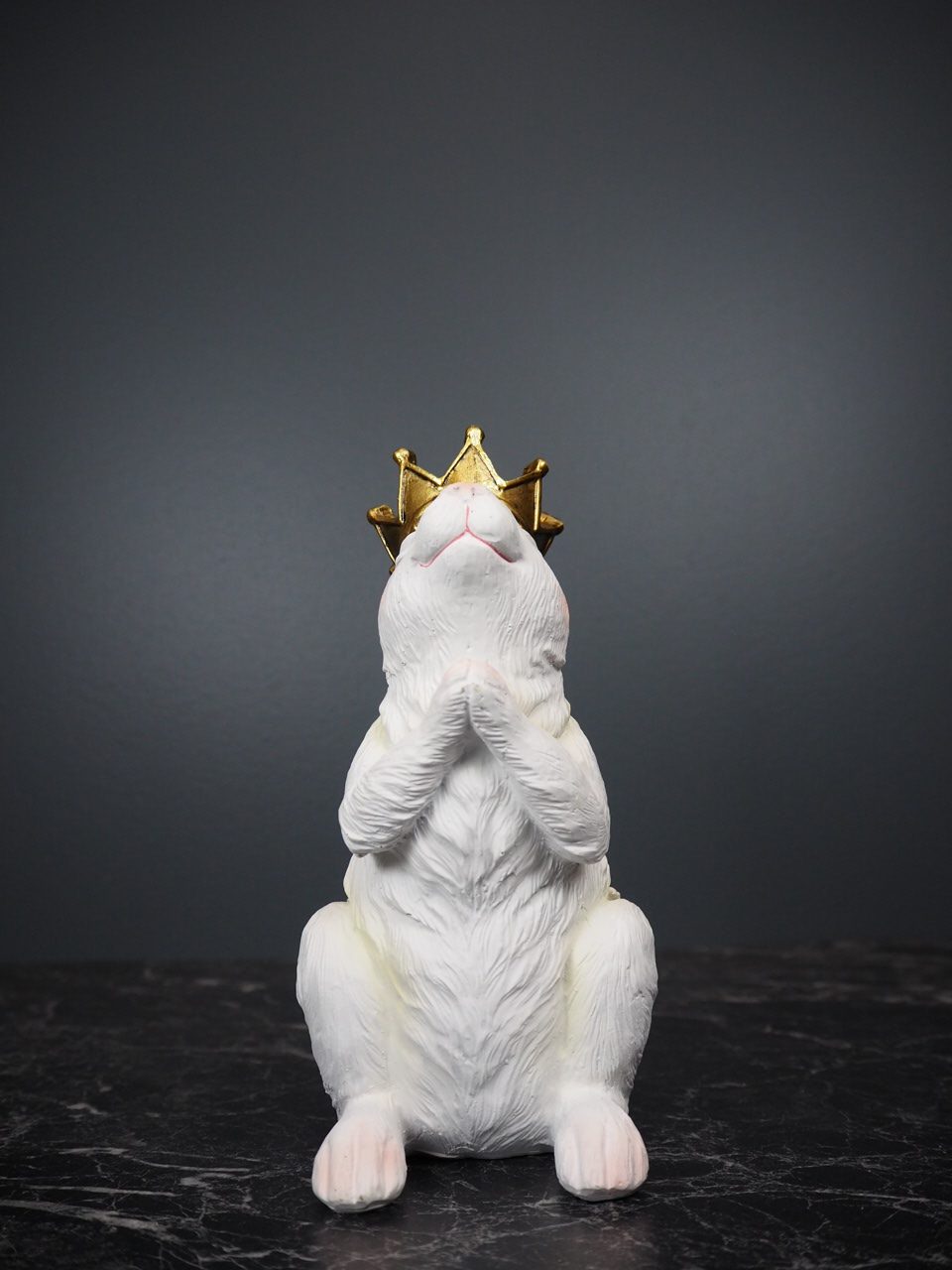Kanin Med Krona Vit 11×9×19cm