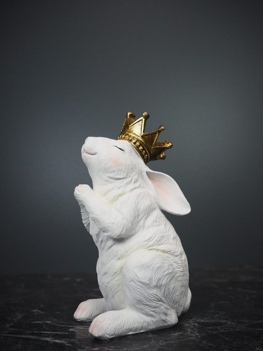 Kanin Med Krona Vit 11×9×19cm